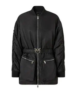Pinko Logo Patch Gathered Sleeve Coat
