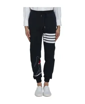 Thom Browne Logo Casual Sweatpants - Navy Blue