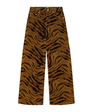 GANNI Zebra Printed Baggy Jeans - Brown
