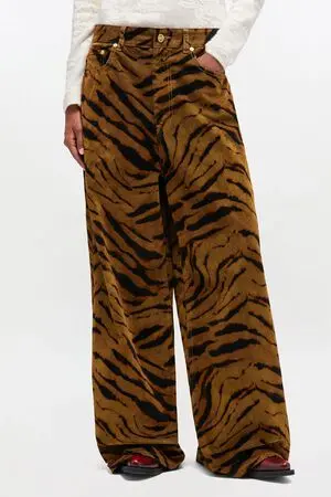 GANNI Zebra Printed Baggy Jeans