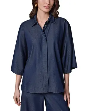 DONNA KARAN WEEKEND Denim Dolman Sleeve Shirt