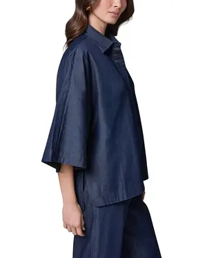 DONNA KARAN WEEKEND Denim Dolman Sleeve Shirt