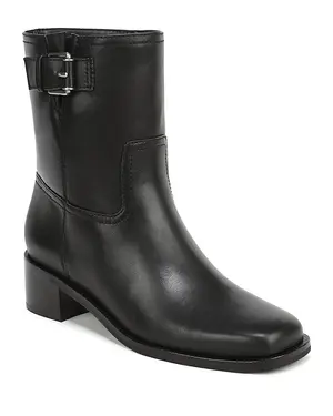 Vince London Suede Ankle Boots With Buckle Detail - Black