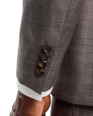 Canali Sienna Greige Regular Fit Denim Effect Tonal Stripe Suit