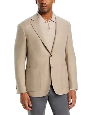 Canali Kei Solid Twill Trim Fit Sport Coat - Beige