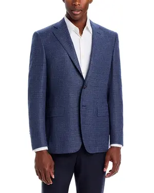 Canali Sienna Melange Regular Fit Textured Solid Sport Coat - Blue