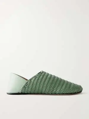 JW Anderson Slipper Woven-leather Mules - Green