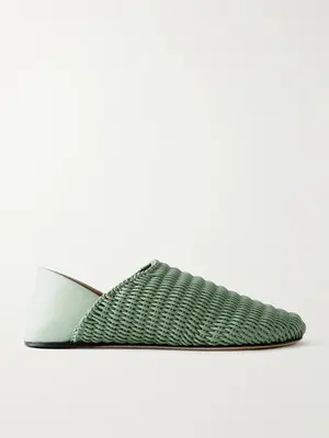 JW Anderson Woven Leather Mules - Green