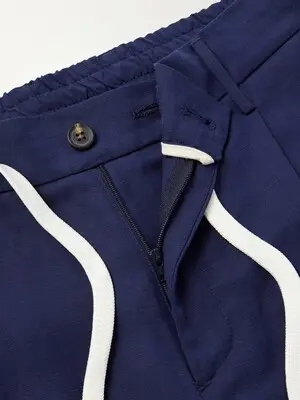 Eleventy Wide-leg Lyocell And Linen-blend Twill Shorts