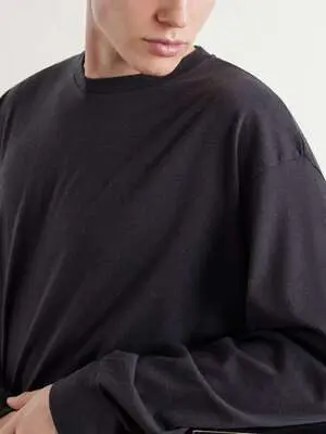 A.PRESSE Cotton And Cashmere-blend T-shirt - Charcoal