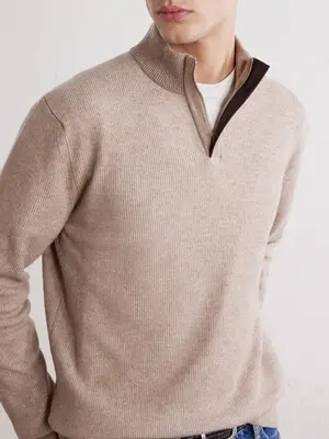 SLOWEAR Virgin Wool Half-zip Sweater - Neutrals