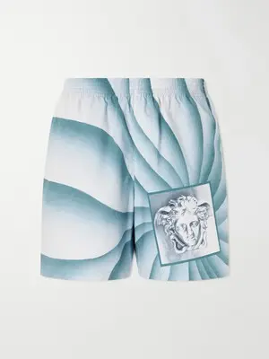 Versace Wide-leg Printed Cotton-poplin Shorts