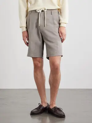 Eleventy Wide-leg Lyocell And Linen-blend Twill Shorts