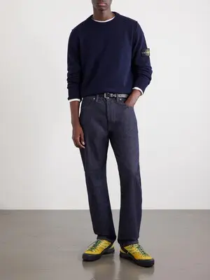 Stone Island Logo-appliquéd Wool-blend Sweater - Blue