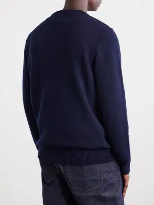 Stone Island Logo-appliquéd Wool-blend Sweater - Blue