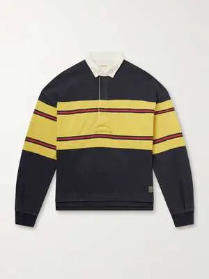 Kapital Big Striped Cotton-jersey Polo Shirt - Black