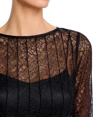 Rickie Freeman For Teri Jon Lace Pintuck Ruffle Hem Gown