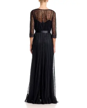 Rickie Freeman For Teri Jon Lace Pintuck Ruffle Hem Gown