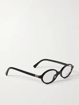 Miu Miu Oval-frame Acetate Optical Glasses - Black