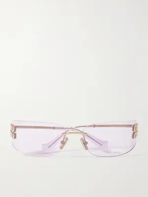 Miu Miu Gold-tone D-frame Rimless Sunglasses - Pink