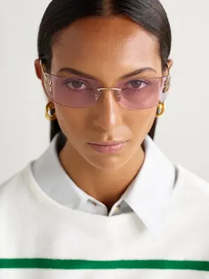 Miu Miu Gold-tone D-frame Rimless Sunglasses - Pink