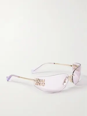 Miu Miu Gold-tone D-frame Rimless Sunglasses - Pink