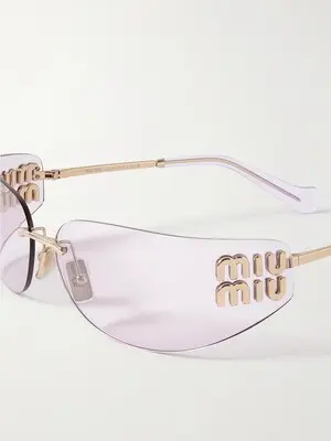 Miu Miu Gold-tone D-frame Rimless Sunglasses - Pink