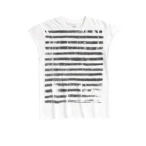 OTHER UK Over Print Stripe Rocker Tee Vintage - White