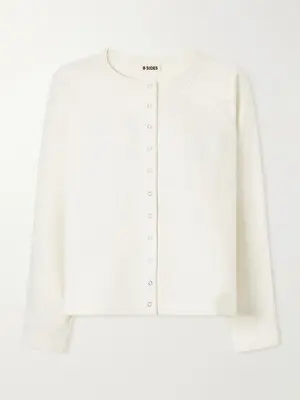B Sides Cotton-jersey Cropped Cardigan With Raglan Sleeves - Neutrals