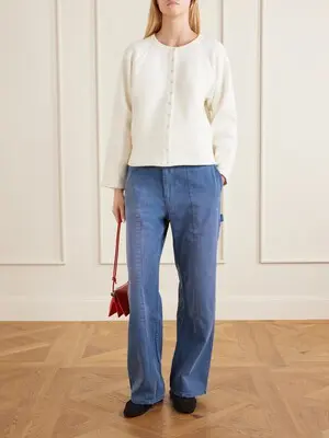 B Sides Cotton-jersey Cropped Cardigan With Raglan Sleeves - Neutrals