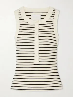 Citizens Of Humanity Caralyn Striped Ribbed Cotton-blend Tank - Neutrals