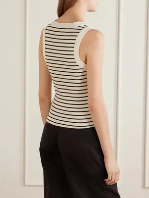 Citizens Of Humanity Caralyn Striped Ribbed Cotton-blend Tank - Neutrals