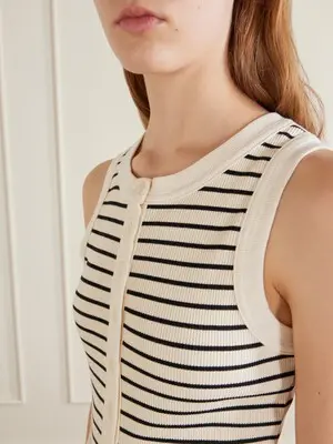 Citizens Of Humanity Caralyn Striped Ribbed Cotton-blend Tank - Neutrals