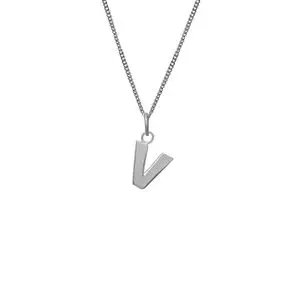 EDGE ONLY Letter Pendant "v" Initial Necklace Sterling - Silver
