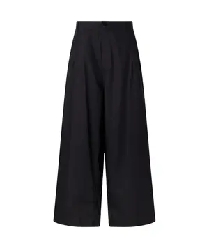 JAMIE HALLER The Lotus Cotton-poplin Wide-leg Pants - Black