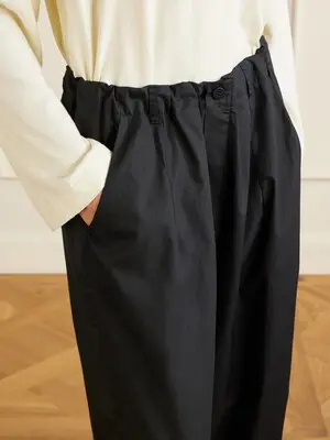 JAMIE HALLER The Lotus Cotton-poplin Wide-leg Pants - Black