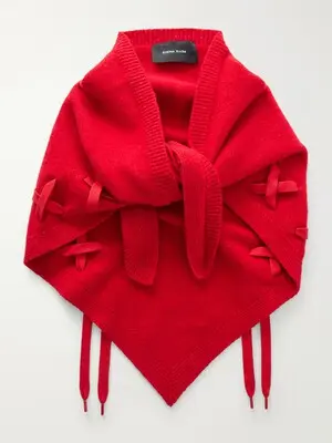 Simone Rocha Lace-up Merino Wool-blend Scarf - Red