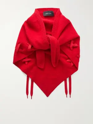 Simone Rocha Lace-up Merino Wool-blend Scarf - Red