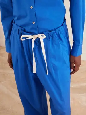 JAMIE HALLER Lotus Cotton-poplin Wide-leg Pants - Blue