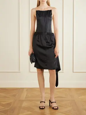 COURREGES Logo-appliqué Crinkled-satin And Organza Bodysuit