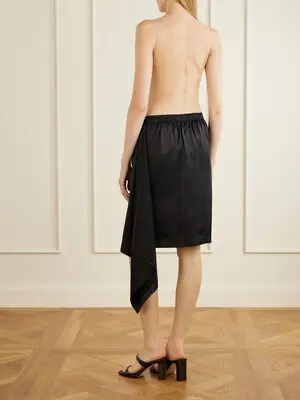 COURREGES Logo-appliqué Crinkled-satin And Organza Bodysuit