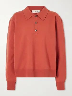 RÓHE Stretch Wool And Cashmere-blend Polo Shirt - Red