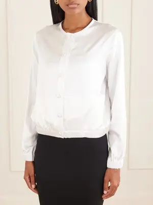 THE PARK Kelly Cropped Silk Jacket - White