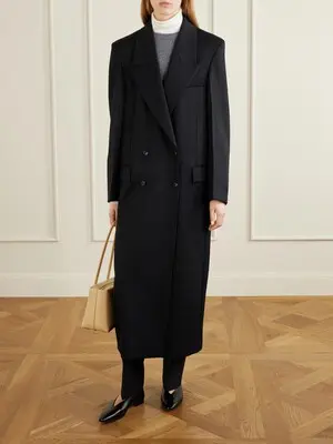 RÓHE Double-breasted Wool Coat - Navy