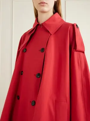 RÓHE Cotton Gabardine Cape Coat - Red