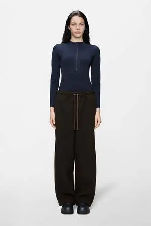 Rains Heavyweight Fleece Wide-leg Pants - Bark