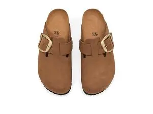 BIRKENSTOCK Boston Big Buckle Tonal Clogs In Nubuck Leather - Taupe