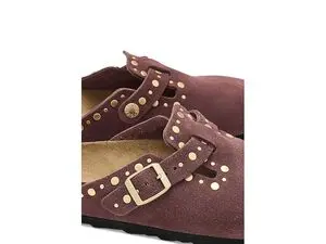 BIRKENSTOCK Boston Clog Suede Shoes With Rivet Detailing - Red