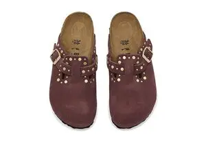 BIRKENSTOCK Boston Clog Suede Shoes With Rivet Detailing - Red