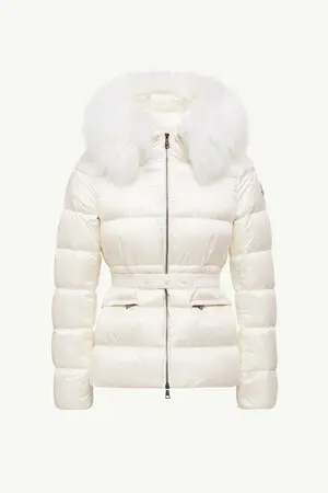 Moncler Boed Hooded Shearling-trimmed Short Down Jacket - White